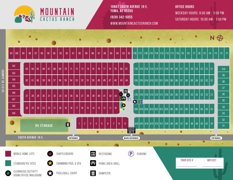 Park Map & Guest Guide For Mountain Cactus Ranch Yuma Arizona