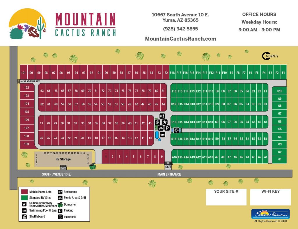 Park Map & Guest Guide For Mountain Cactus Ranch Yuma Arizona